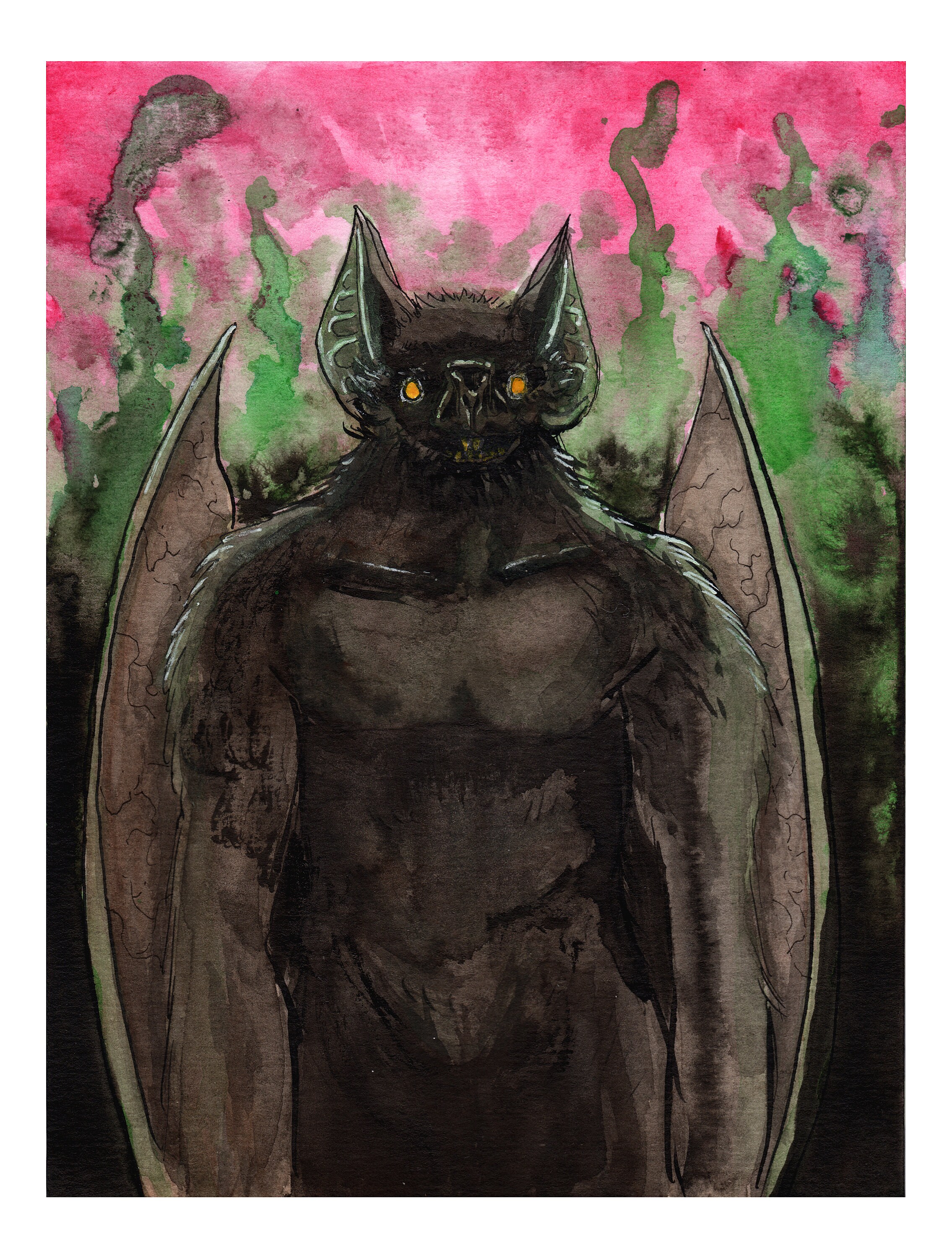 Drawlloween 2020 Batsquatch 5x7 mini impresión | Etsy