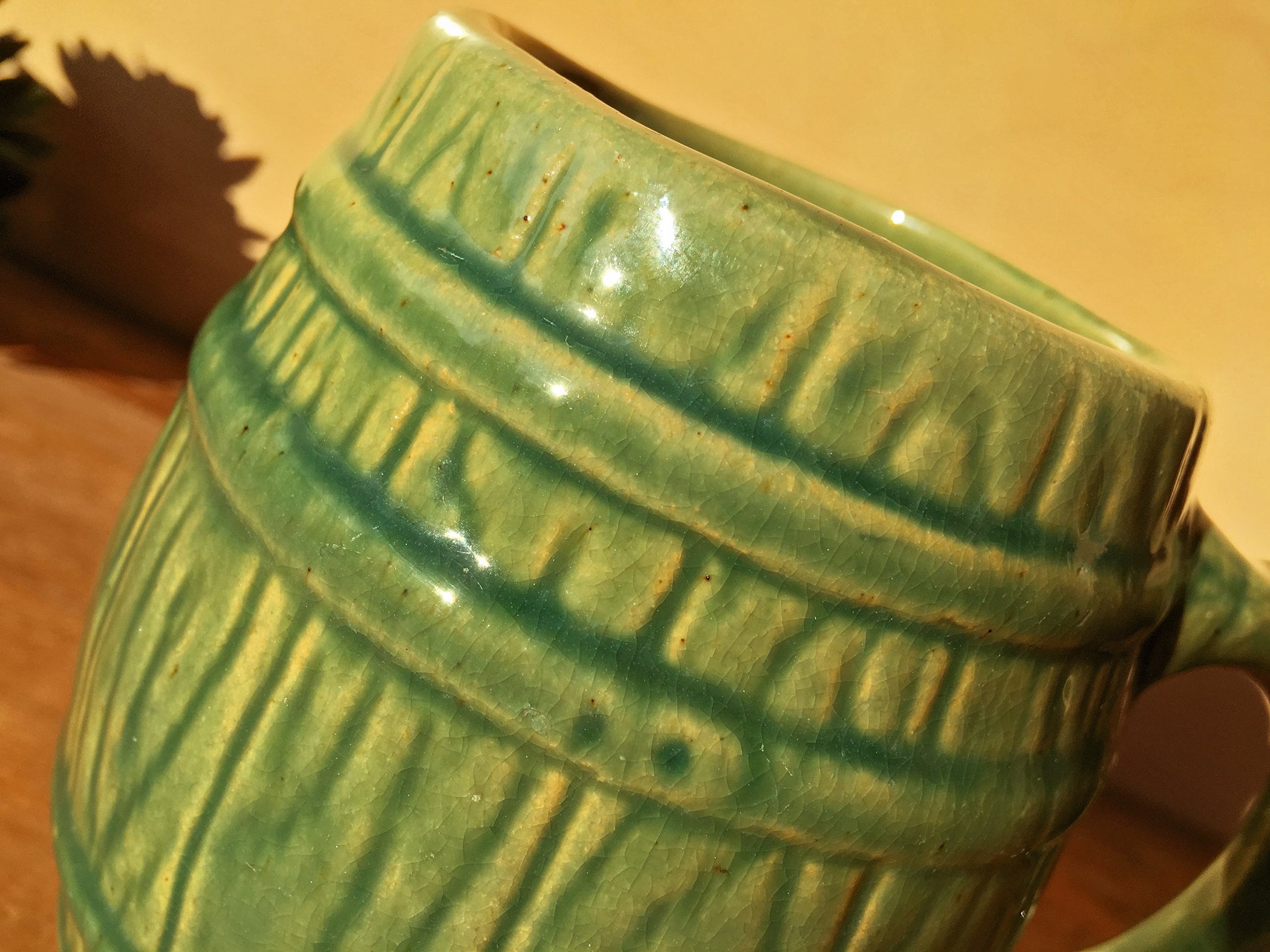 Set of Mccoy Mugs | 1930's Mccoy Pottery | Green Pottery Barrel Mugs ...