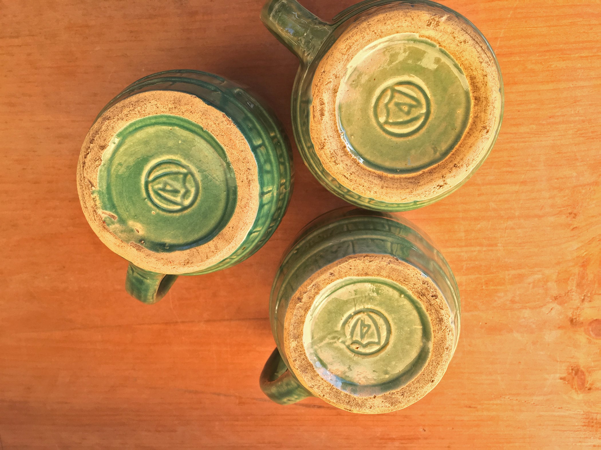 Set of Mccoy Mugs | 1930's Mccoy Pottery | Green Pottery Barrel Mugs ...
