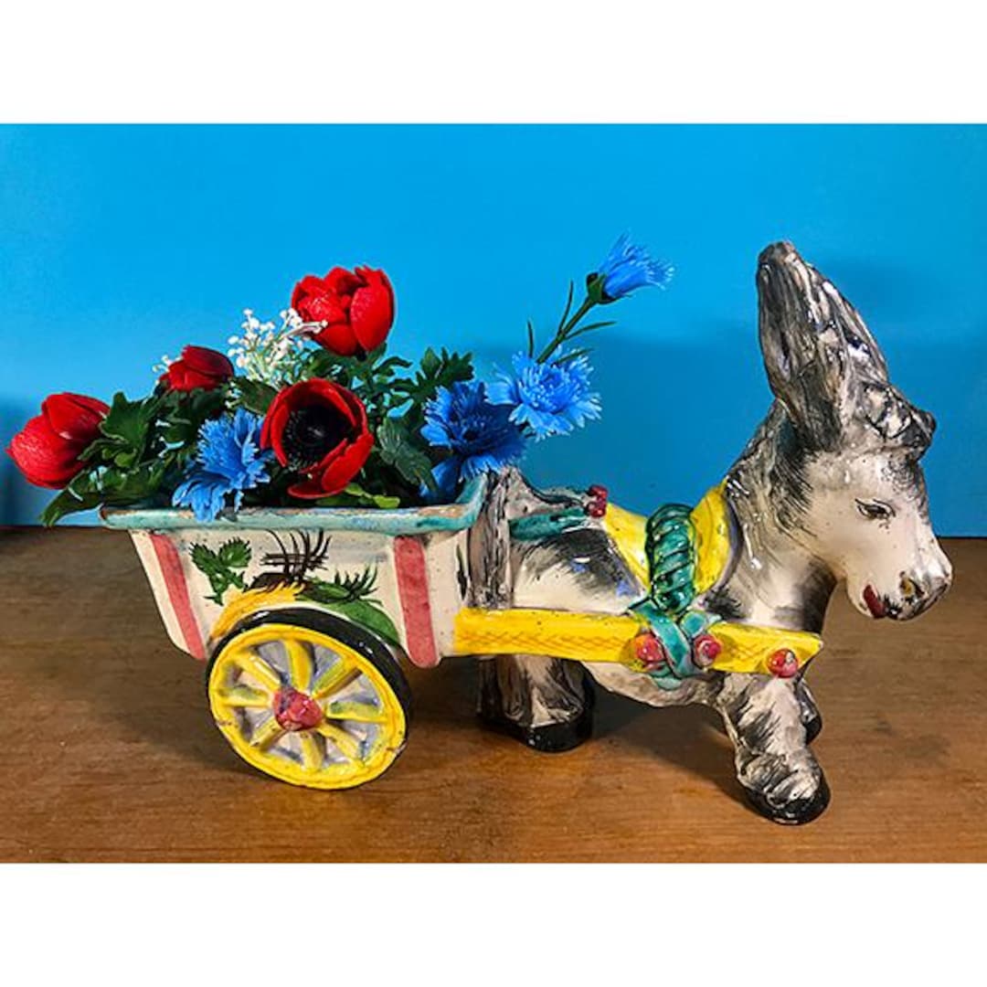 LARGE Italian Donkey and Cart Planter | 12.5 Inches Long | Vintage ...
