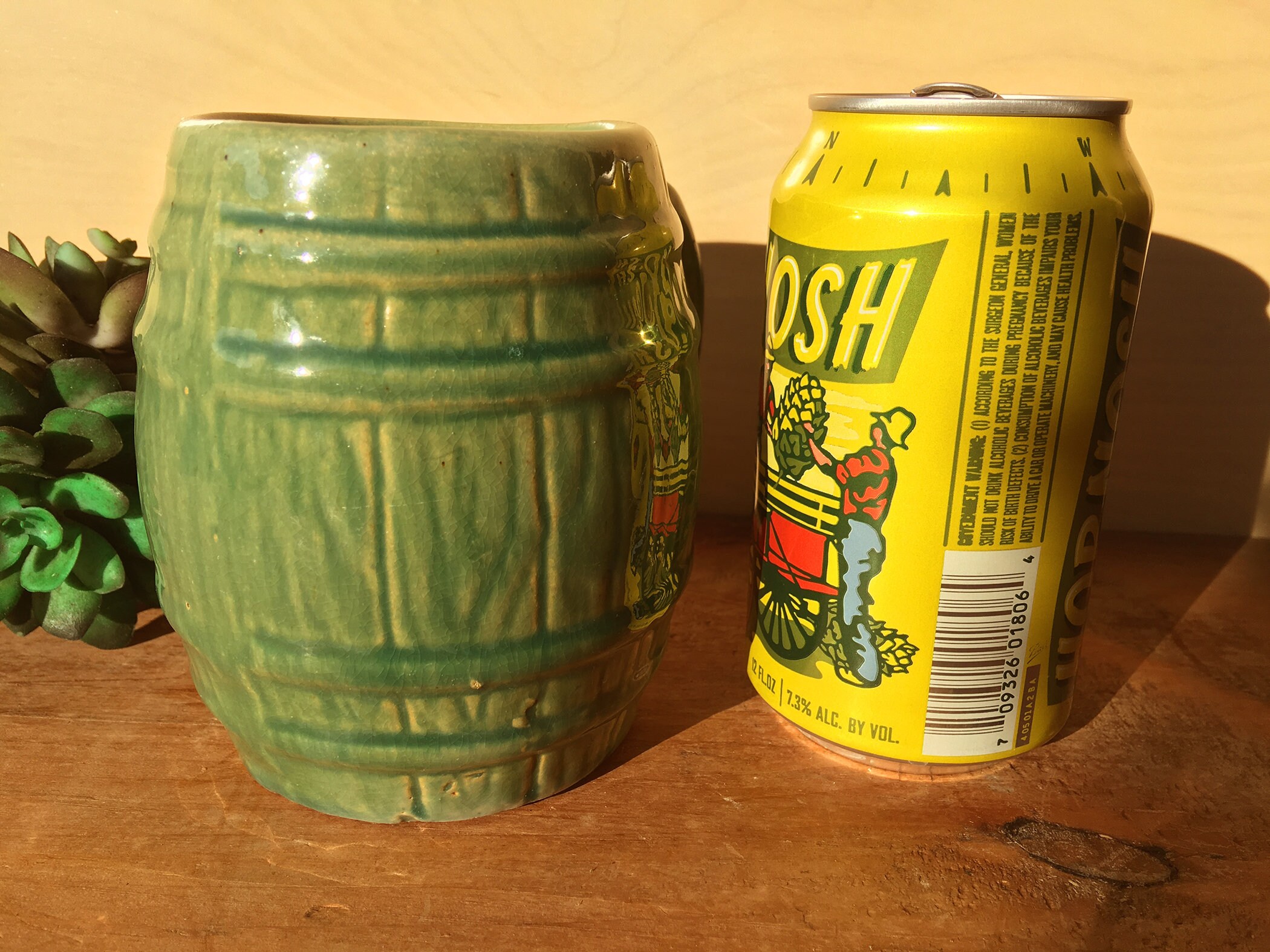 Set of Mccoy Mugs | 1930's Mccoy Pottery | Green Pottery Barrel Mugs ...