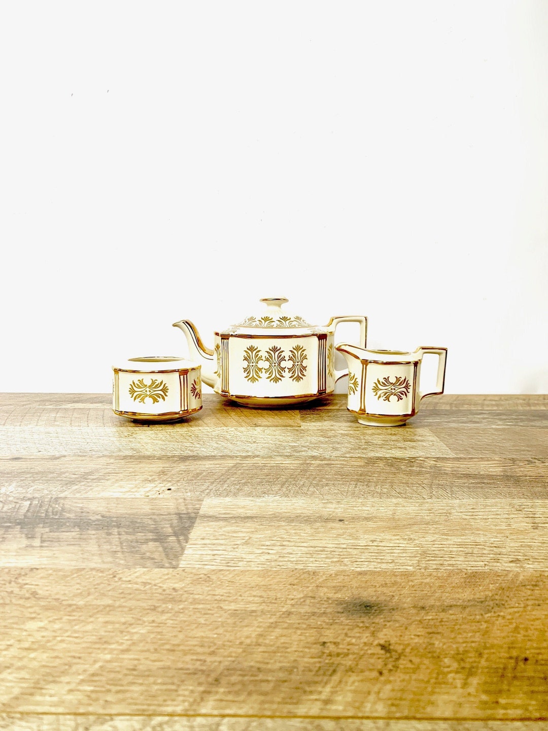 Vintage Sadler Tea Set: Ivory & Gold, Made in England - Etsy
