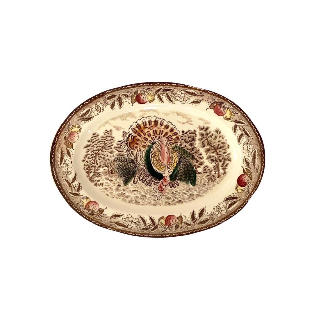 Large Vintage Transferware TURKEY PLATTER - Etsy