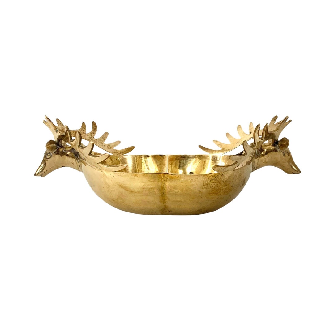 Vintage Solid Brass Stag Head Bowl - Etsy
