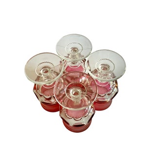 Vintage KINGS CROWN RUBY Flash Thumbprint Wine Glasses | Set of 4 - Etsy