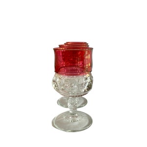 Vintage KINGS CROWN RUBY Flash Thumbprint Wine Glasses | Set of 4 - Etsy