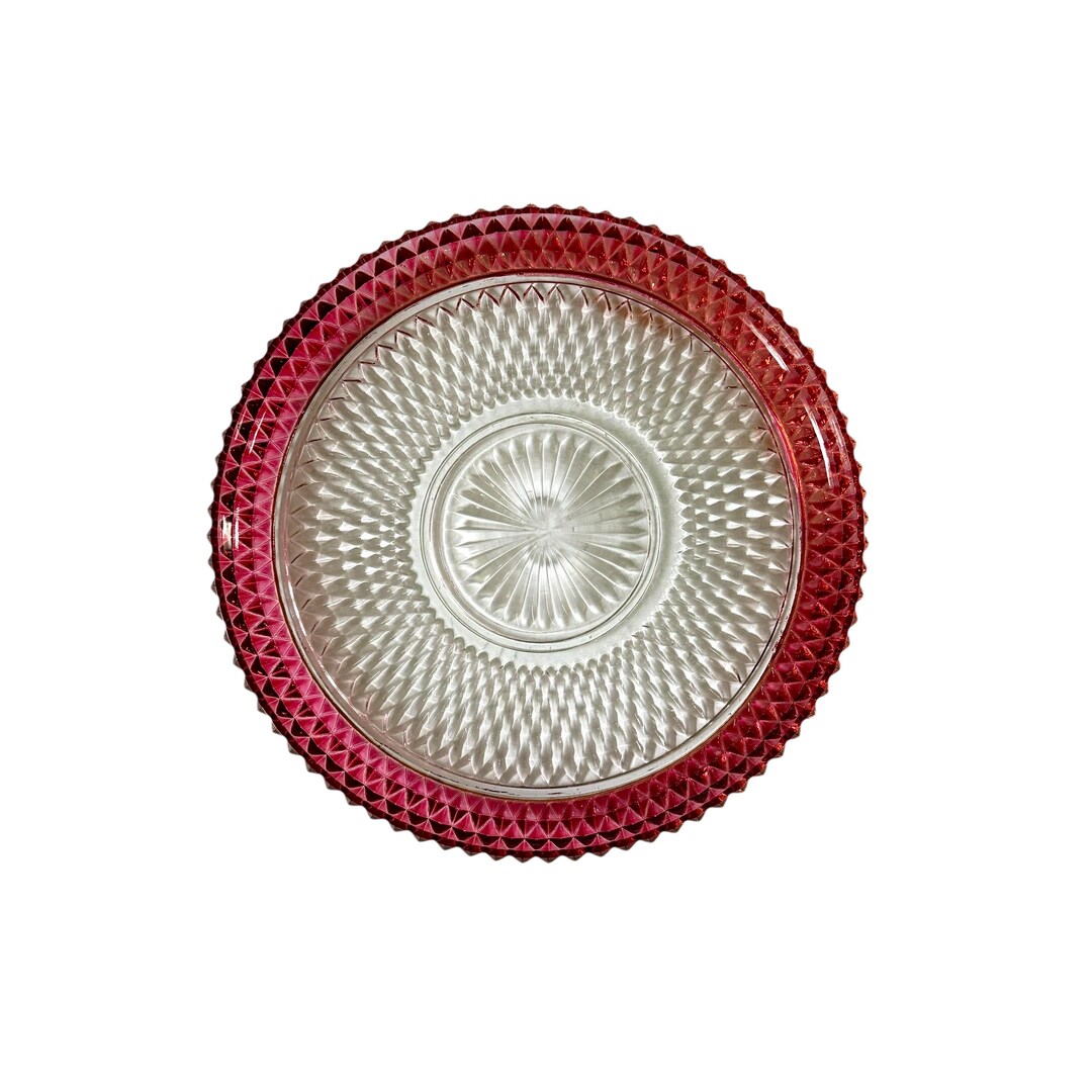 Vintage Indiana Glass RUBY RED Diamond Point Serving Platter - Etsy