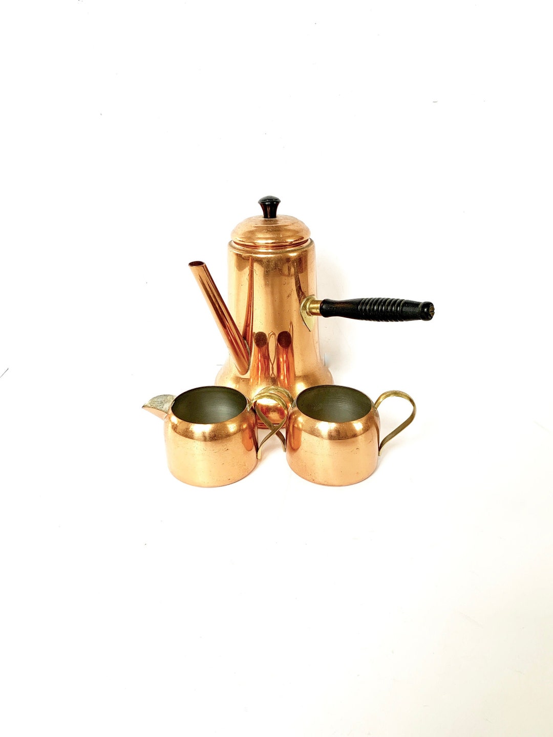 Vintage Copper Coffee Pot Set With Vintage Copper Cream and Sugar ...