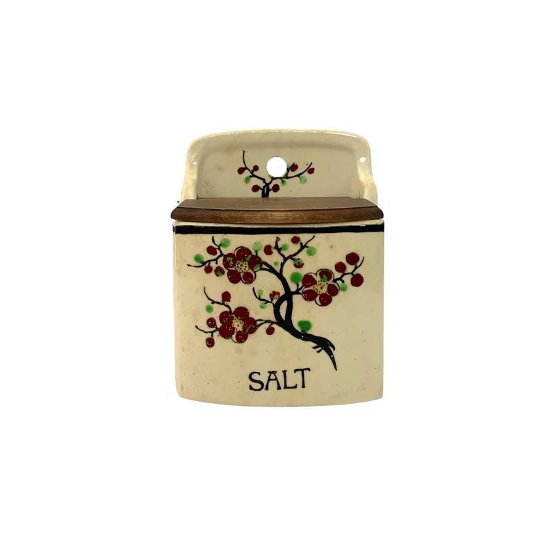 Vintage Salt Box Moriyama JAPAN With Handpainted Cherry Blossoms - Etsy