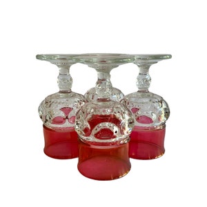 Vintage KINGS CROWN RUBY Flash Thumbprint Wine Glasses | Set of 4 - Etsy