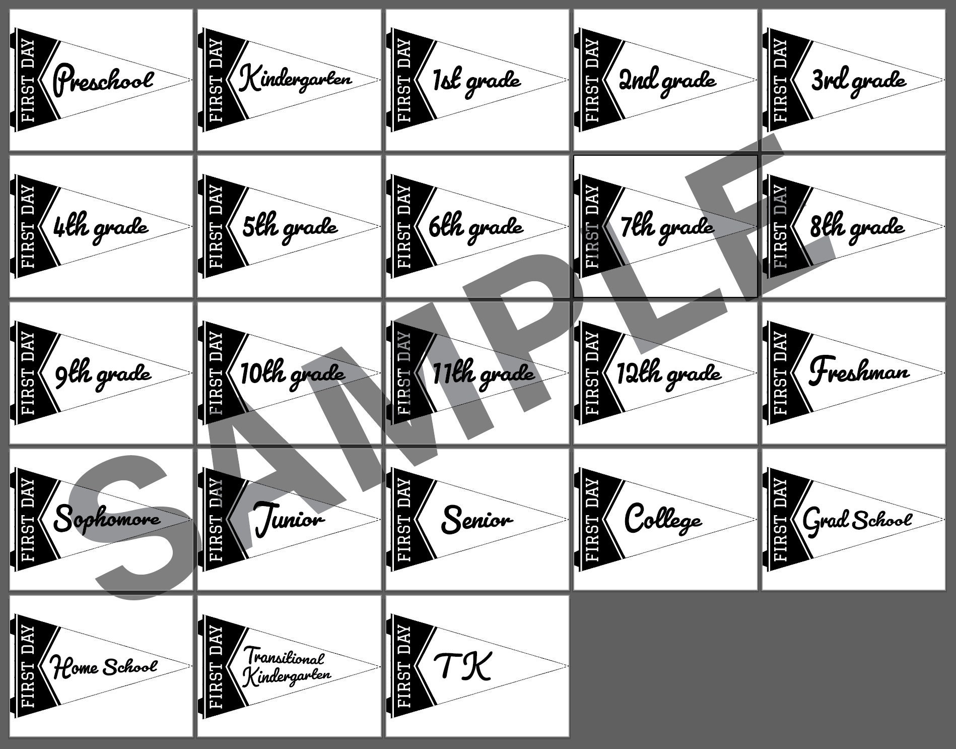 Black First Day of School Pennant Flag | Back to School Pennant Flag ...