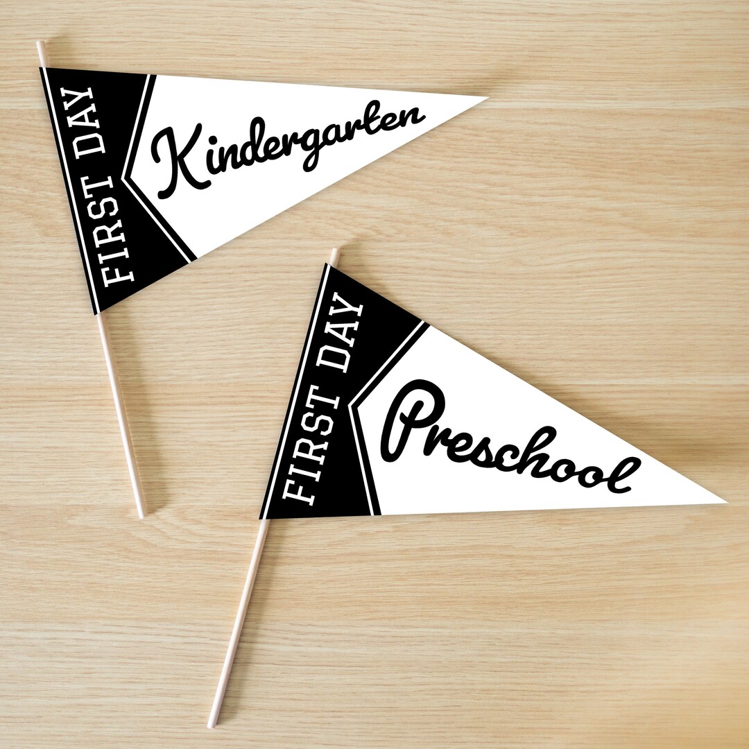 Black First Day of School Pennant Flag | Back to School Pennant Flag ...