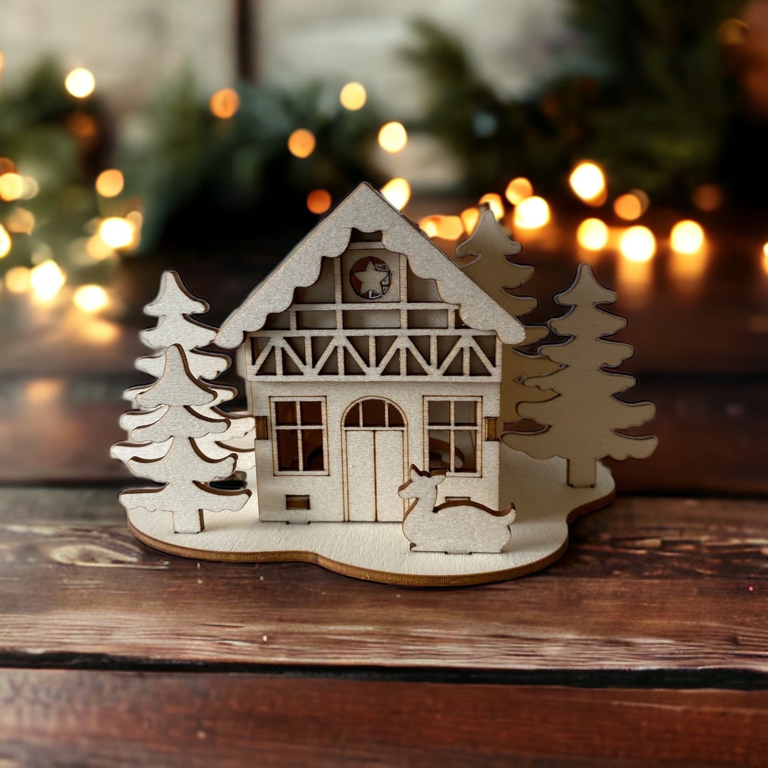 Tiny Wood Christmas House I Tea Light Holder House I Putz - Etsy