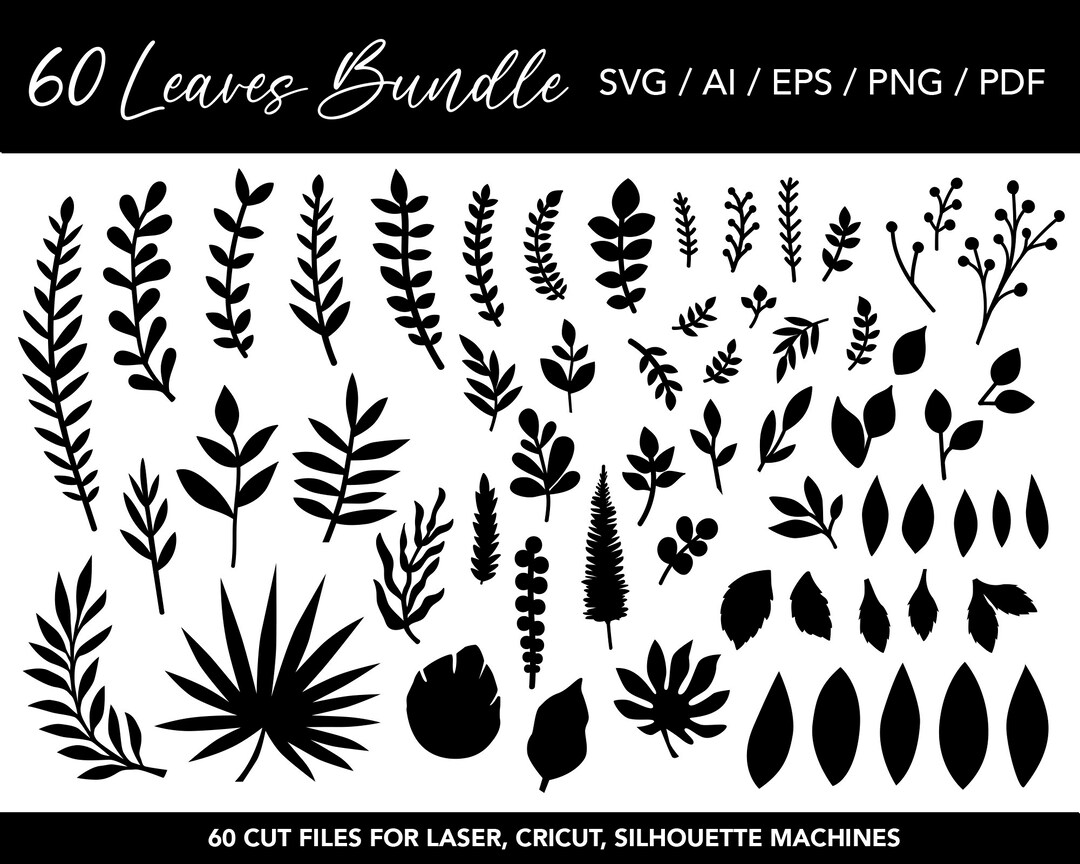 60 Leaves Bundle. High Quality Cut Files. Paper Leaves Svg. Vegetation ...