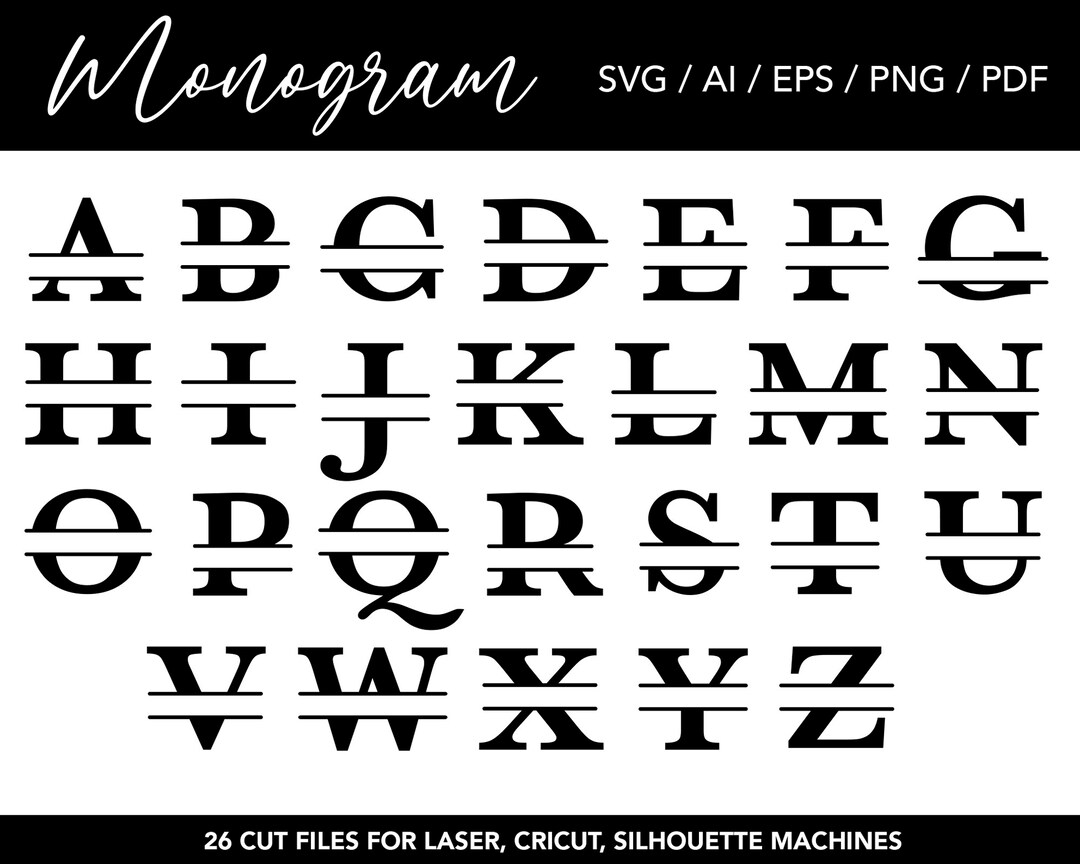 Split Monogram Alphabet SVG Bundle High Quality Svg Eps Ai - Etsy