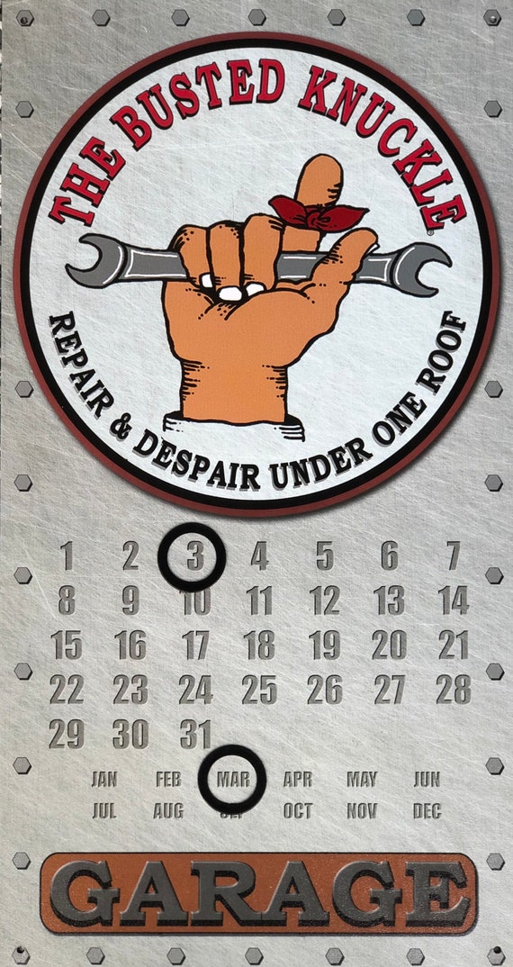 The Busted Knuckle Calendar Vintage Replica Tin Sign | Etsy