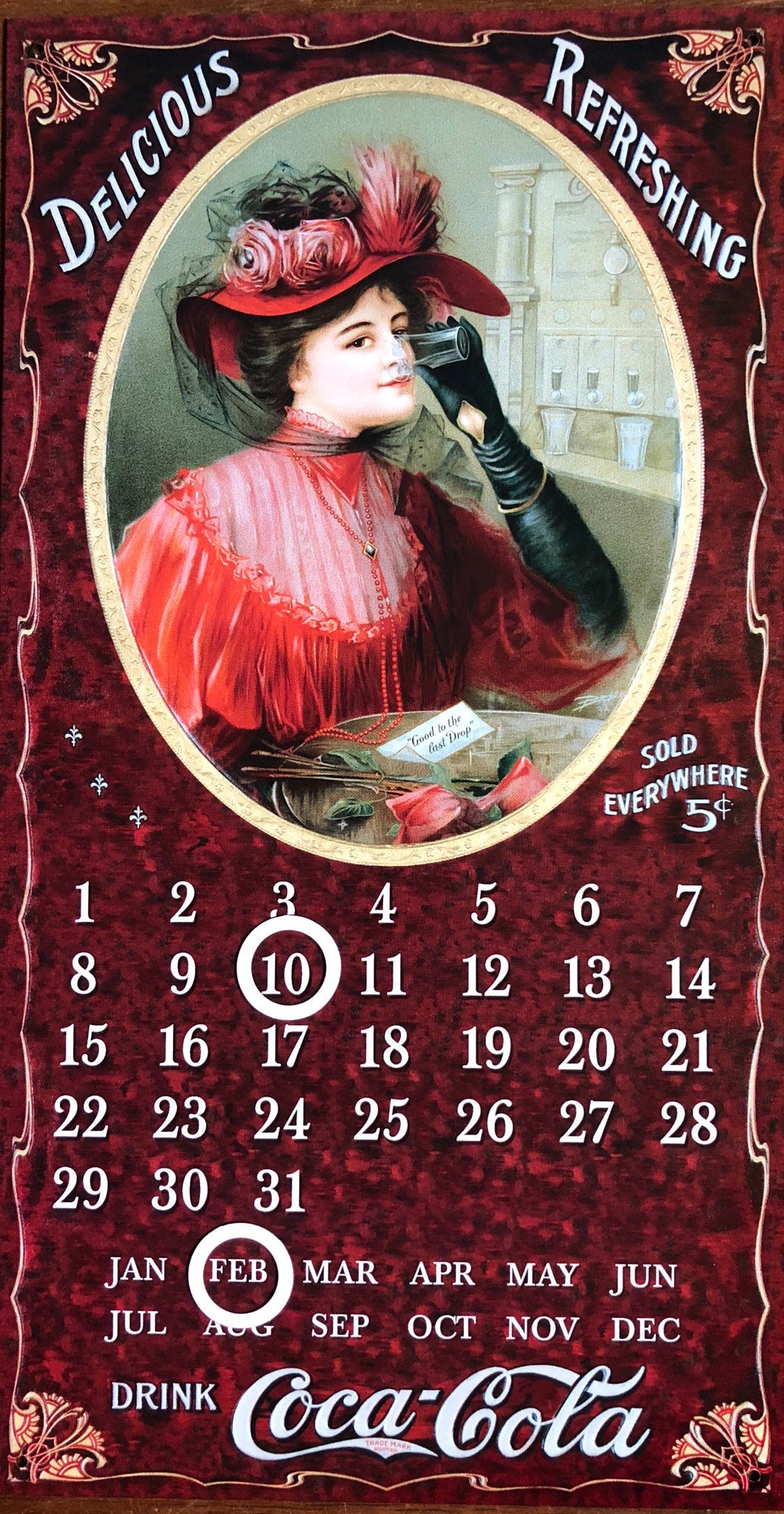 Delicious Refreshing Coca-cola Calendar Vintage Replica Tin Sign - Etsy