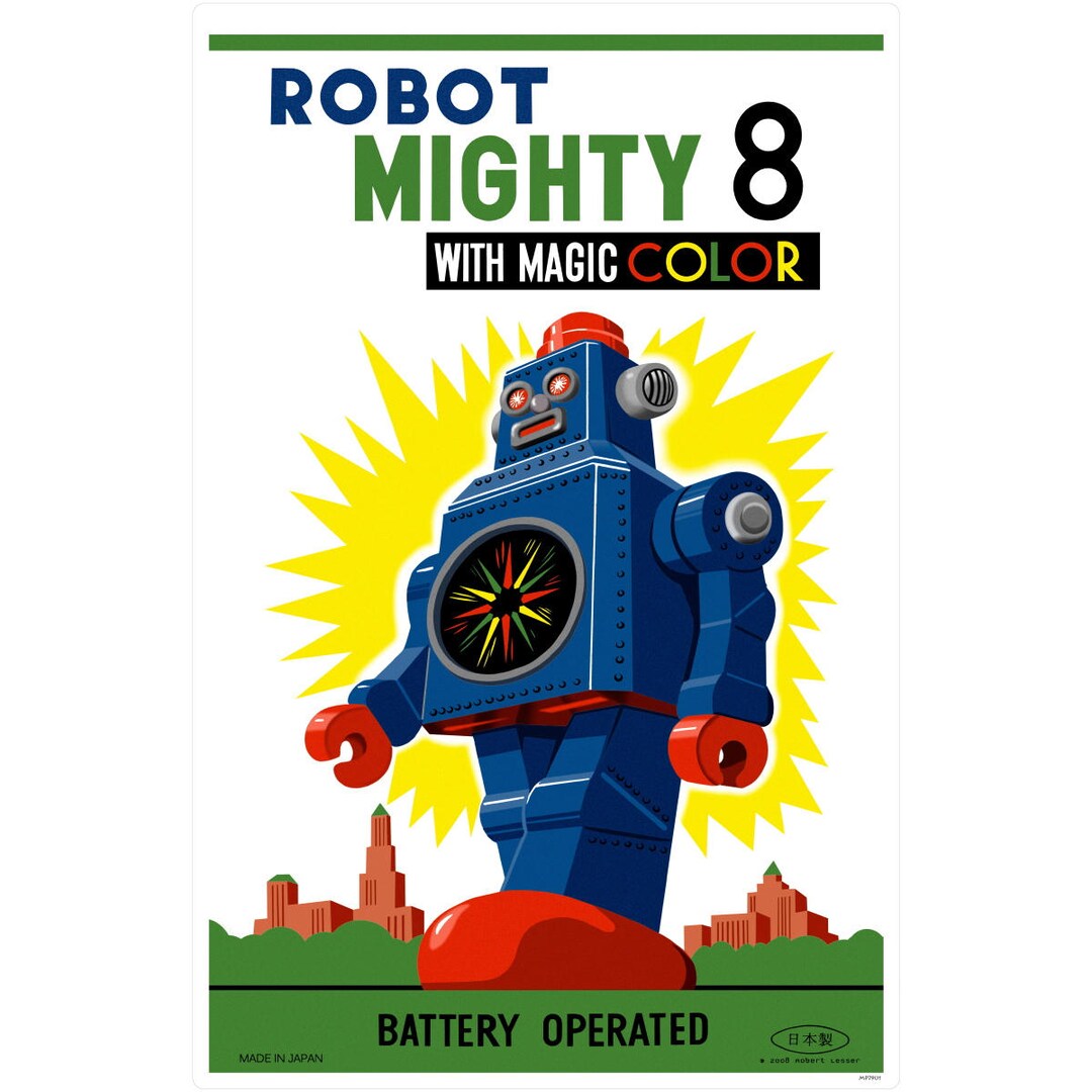 Robot Mighty 8 With Magic Color Vintage Tin Sign - Etsy