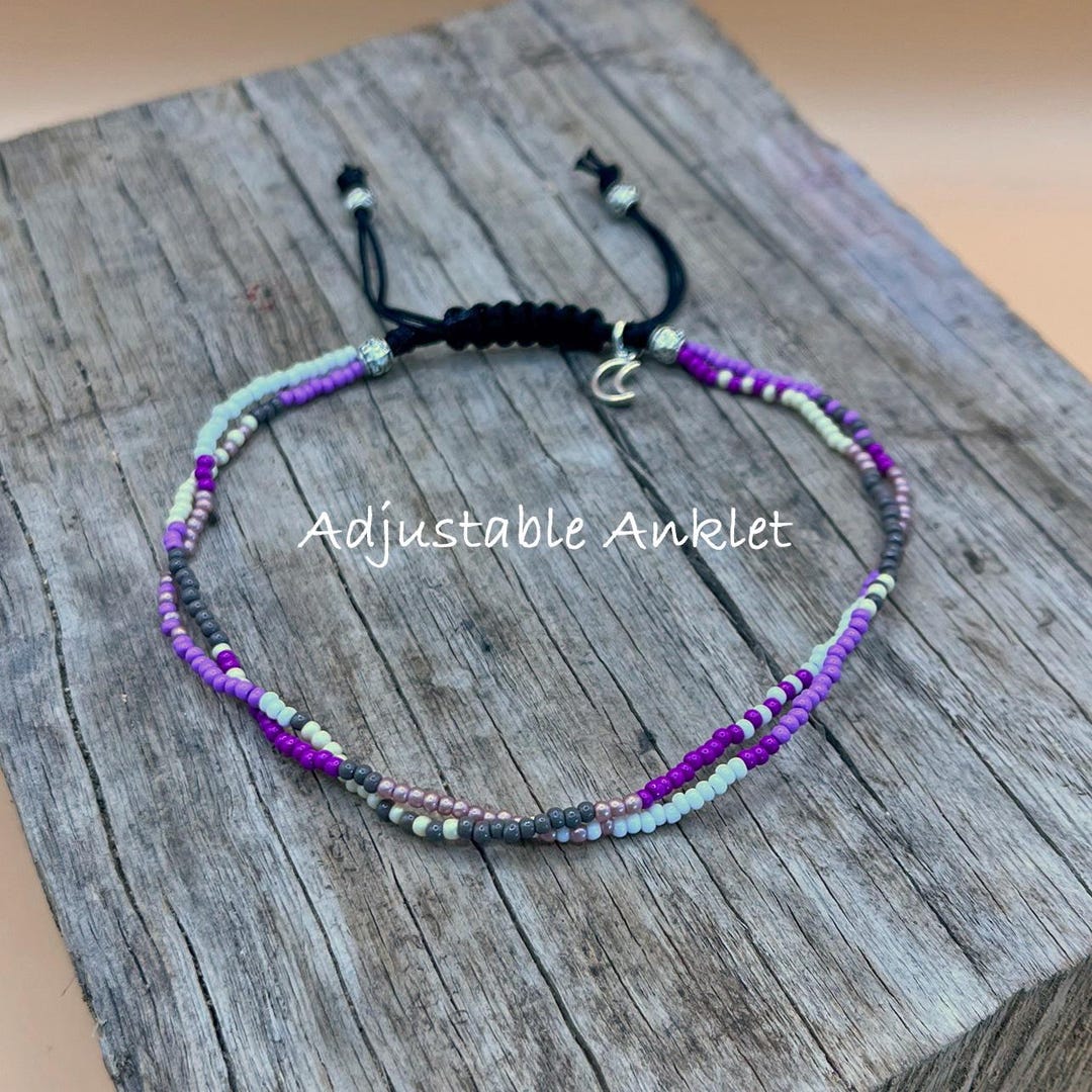 Boho Seed Bead Anklet: Handmade Adjustable Macrame Ankle Bracelet - Etsy