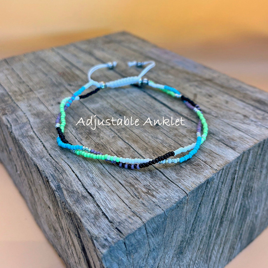 Women's Boho Anklet - Handmade Seed Bead Anklet - Adjustable Anklet ...