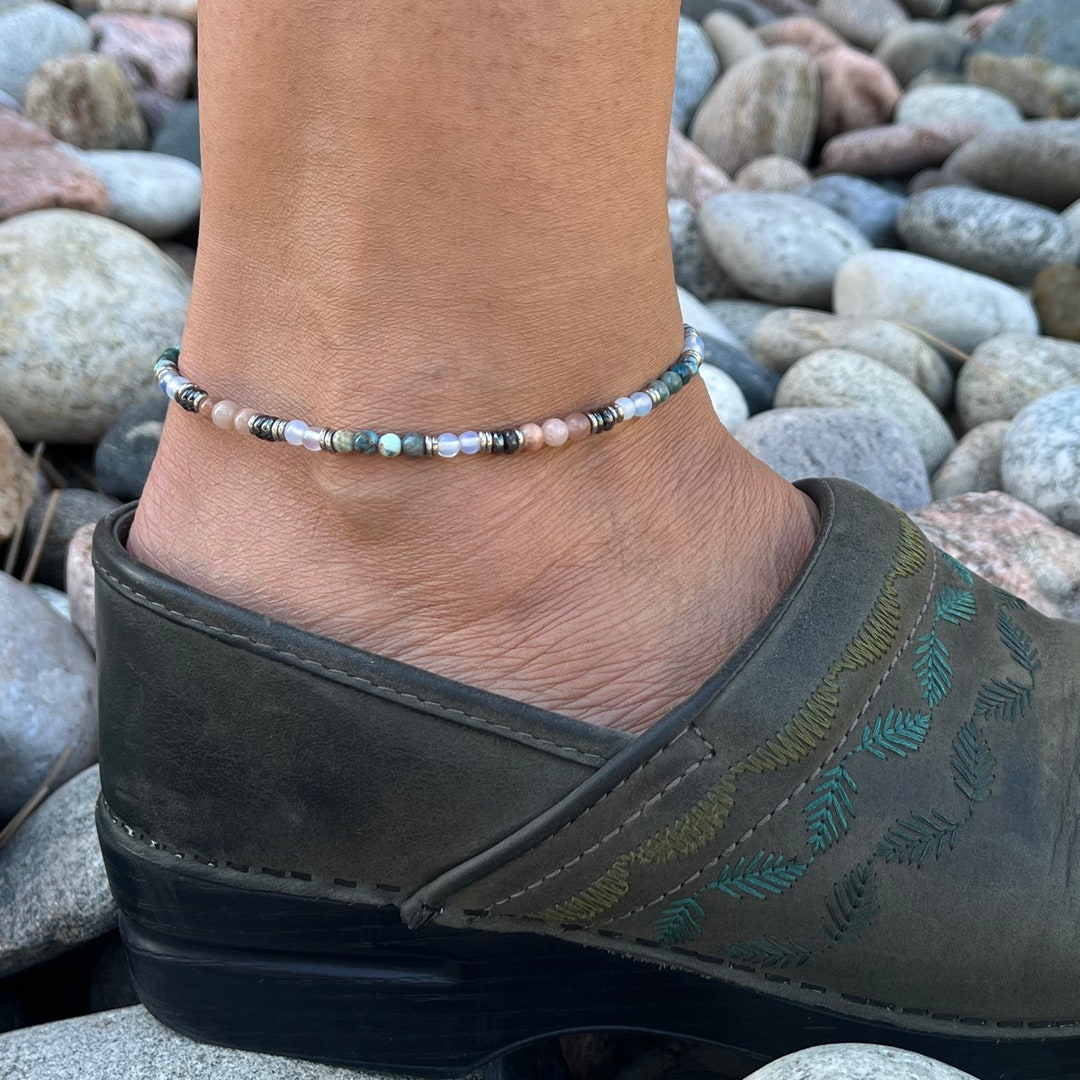 Gemstone ANKLET, Energy, Anklets for Women, Boho Beaded Anklet, Healing ...