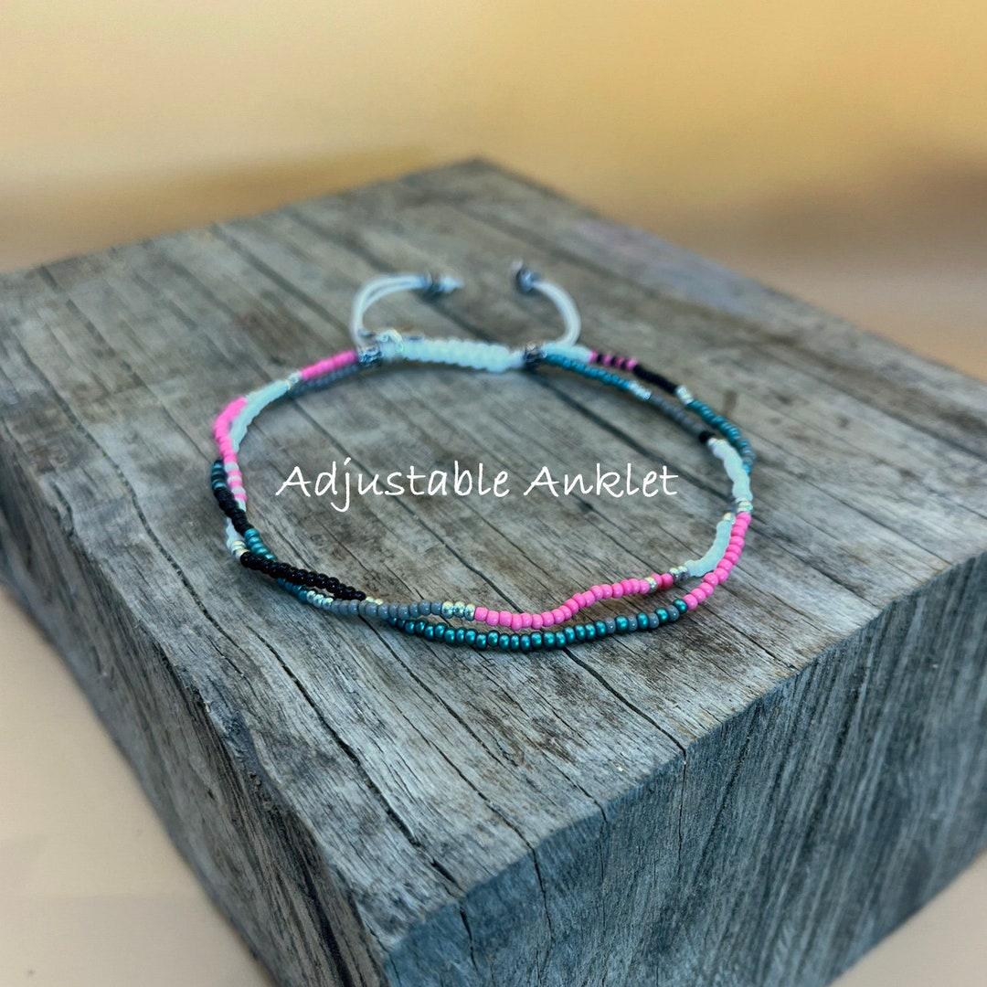 Boho Seed Bead Anklet: Handmade Adjustable Dragonfly Charm Ankle ...