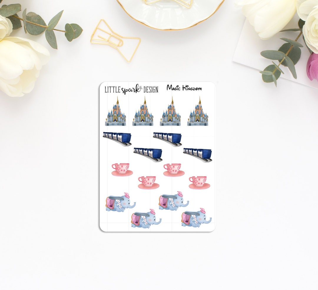 Mini Disney World Magic Kingdom Park Icon Drawings - Planner and ...