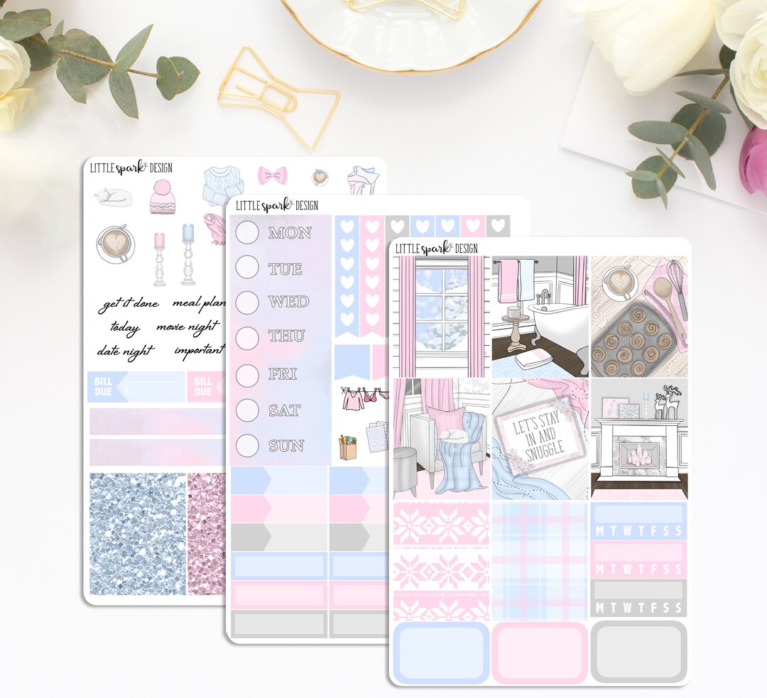 Cozy Pastel Winter Mini Weekly Planner Kit Standard Vertical or ...
