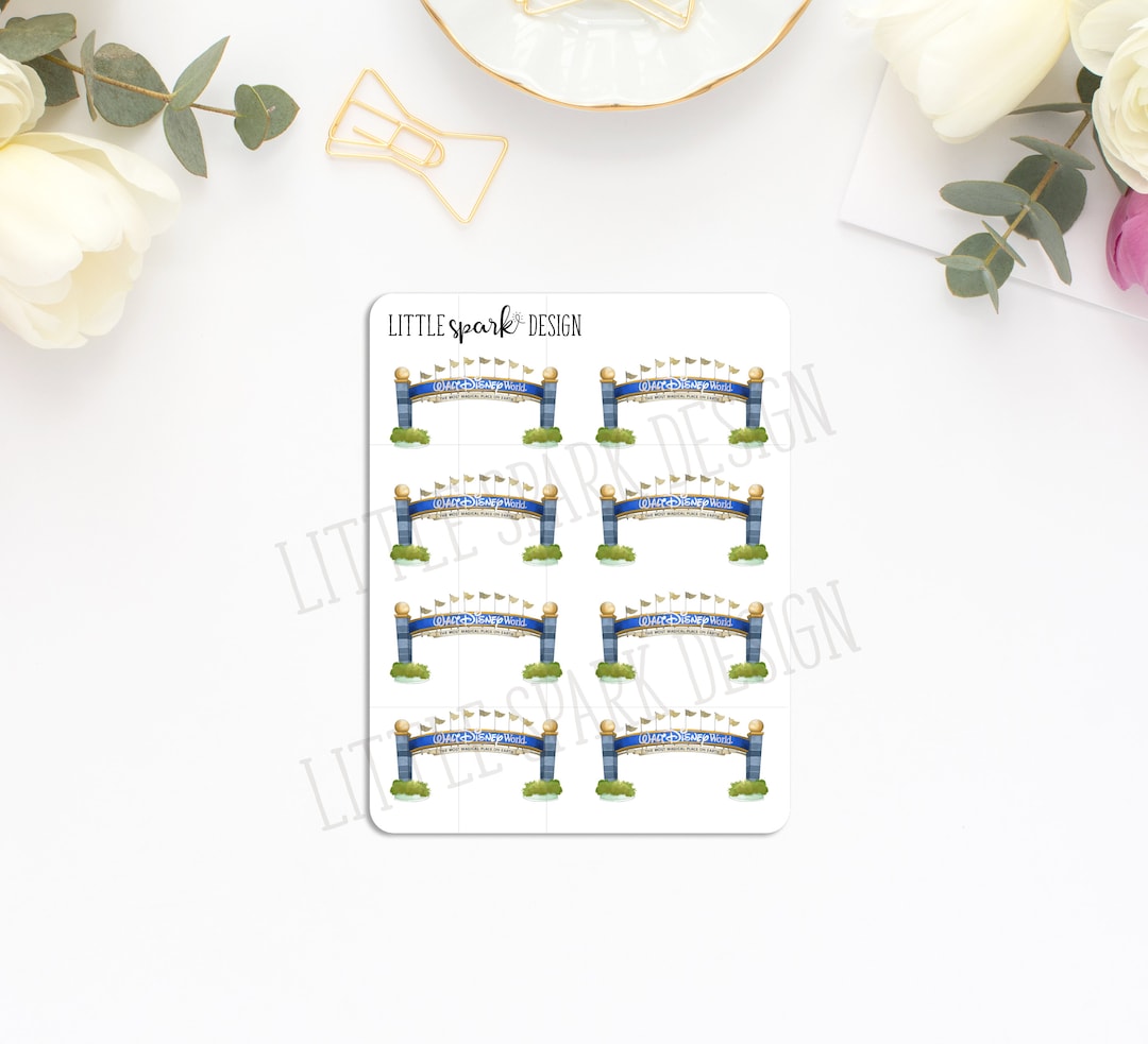 Disney World Park Inspired Entrance Sign Stickers for Planner or ...