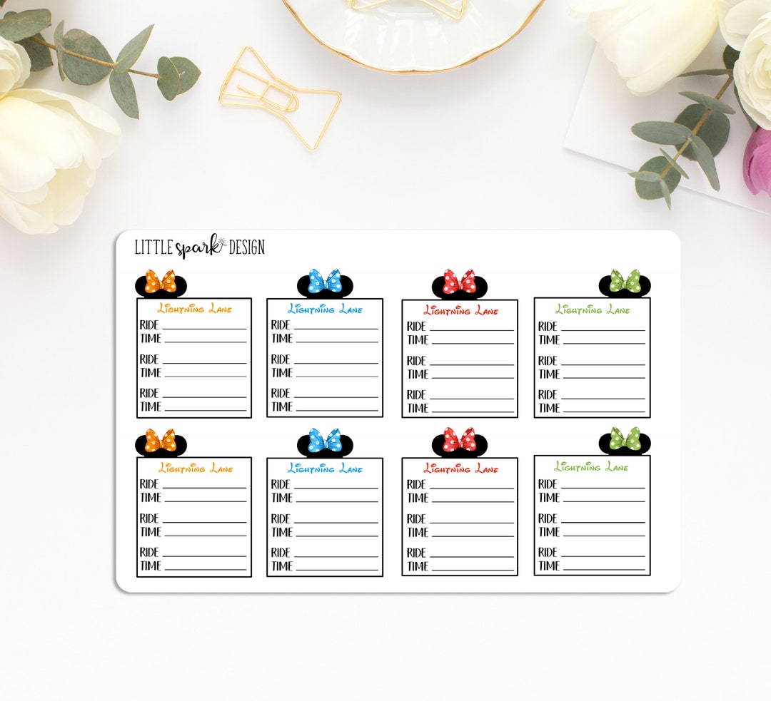 Disney Lightning Lane Reservations Planner and Scrapbooking Stickers - Etsy