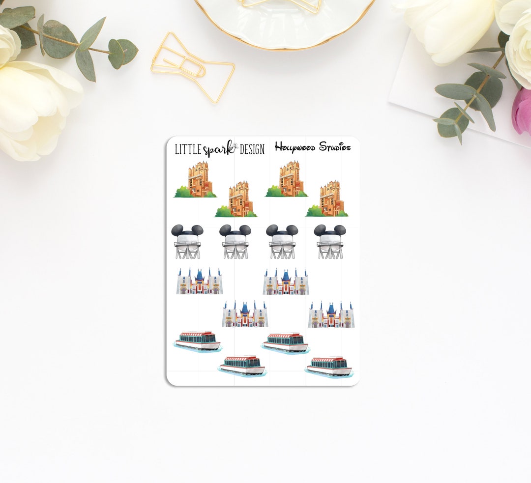 Mini Disney World Hollywood Studios Park Icon Drawings - Planner and ...