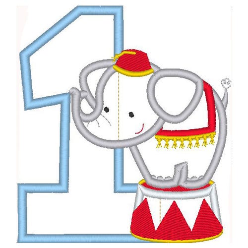Elephant Numbers Birthday Machine Embroidery Applique | Etsy