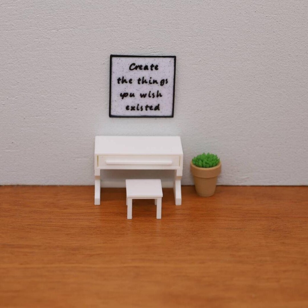 1:24 Scale Miniature Desk With Working Drawer & Stool - Modern Doll ...