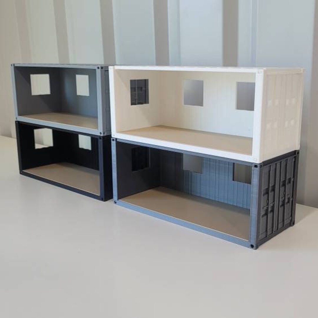 Custom Hinged Doors and Window Openings 1:24 Shipping Container Roombox ...