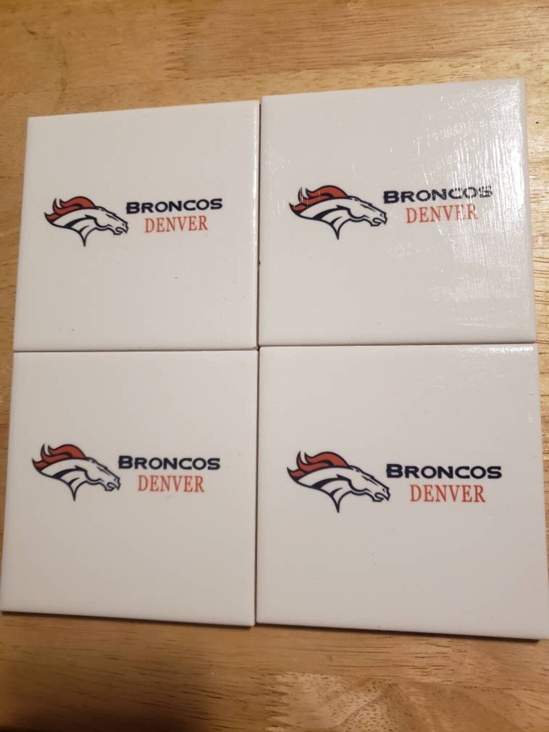Set of 4 Handcrafted "denver Broncos" Ceramic Tile Coasters - Etsy