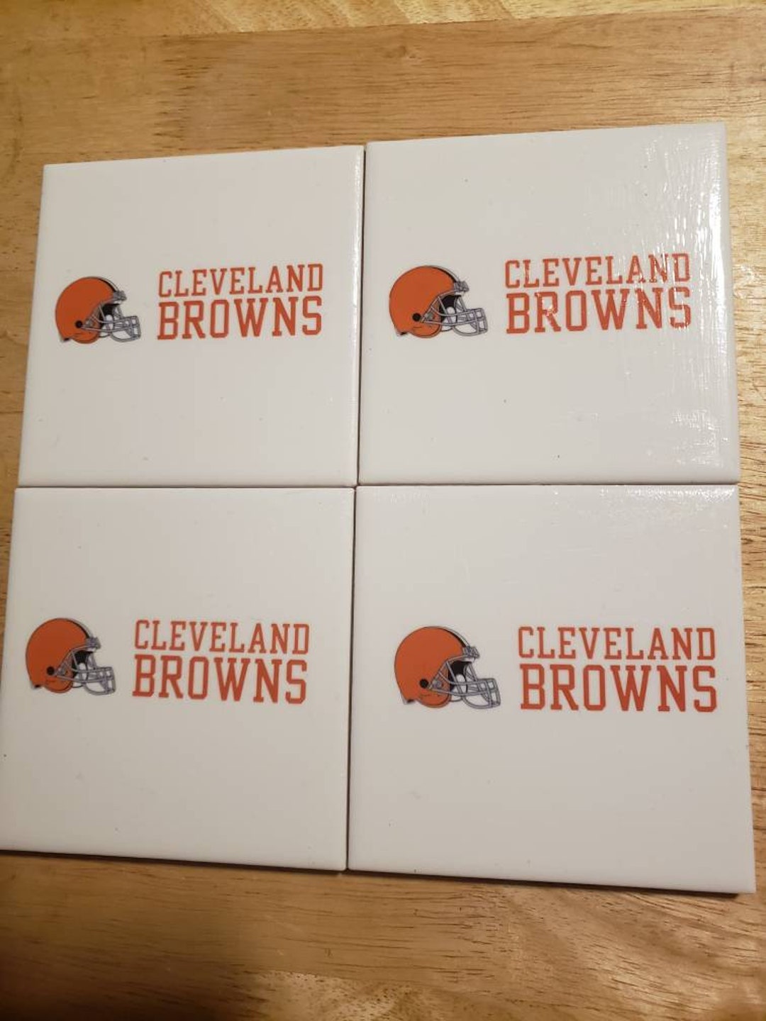 Set of 4 Handcrafted "cleveland Browns" Ceramic Tile Coasters - Etsy
