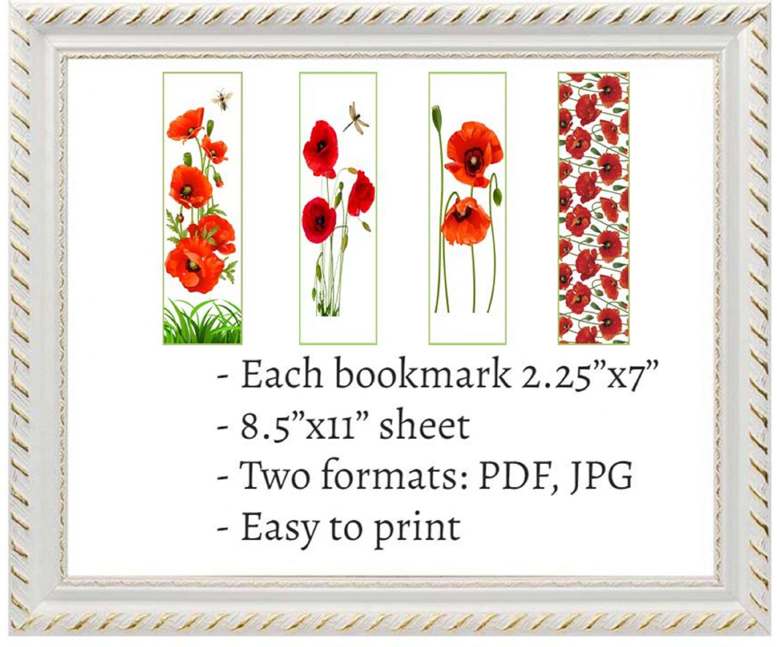 Poppy Bookmark Set Floral Book Marks Flower Book Tracker - Etsy