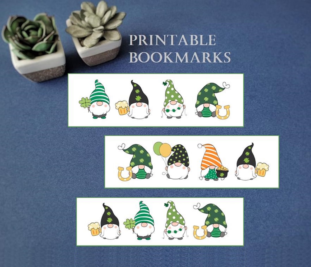 St Patrick Day Gnomes, Irish Gnome Book Tracker, Gnome Bookmark, Tiny ...