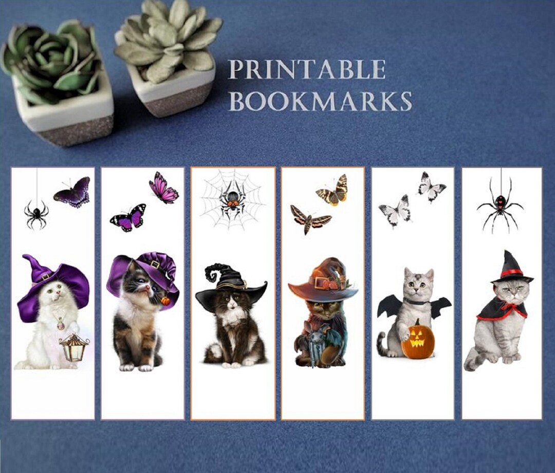 Halloween Cats Bookmarks Kitten Bookmark Book Tracker - Etsy