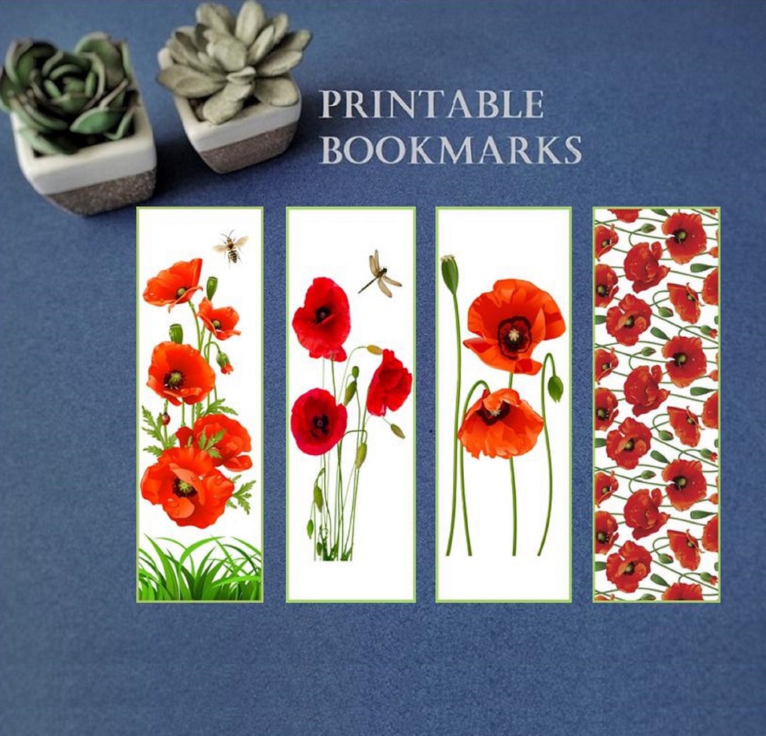 Poppy Bookmark Set, Floral Book Marks, Flower Book Tracker - Etsy