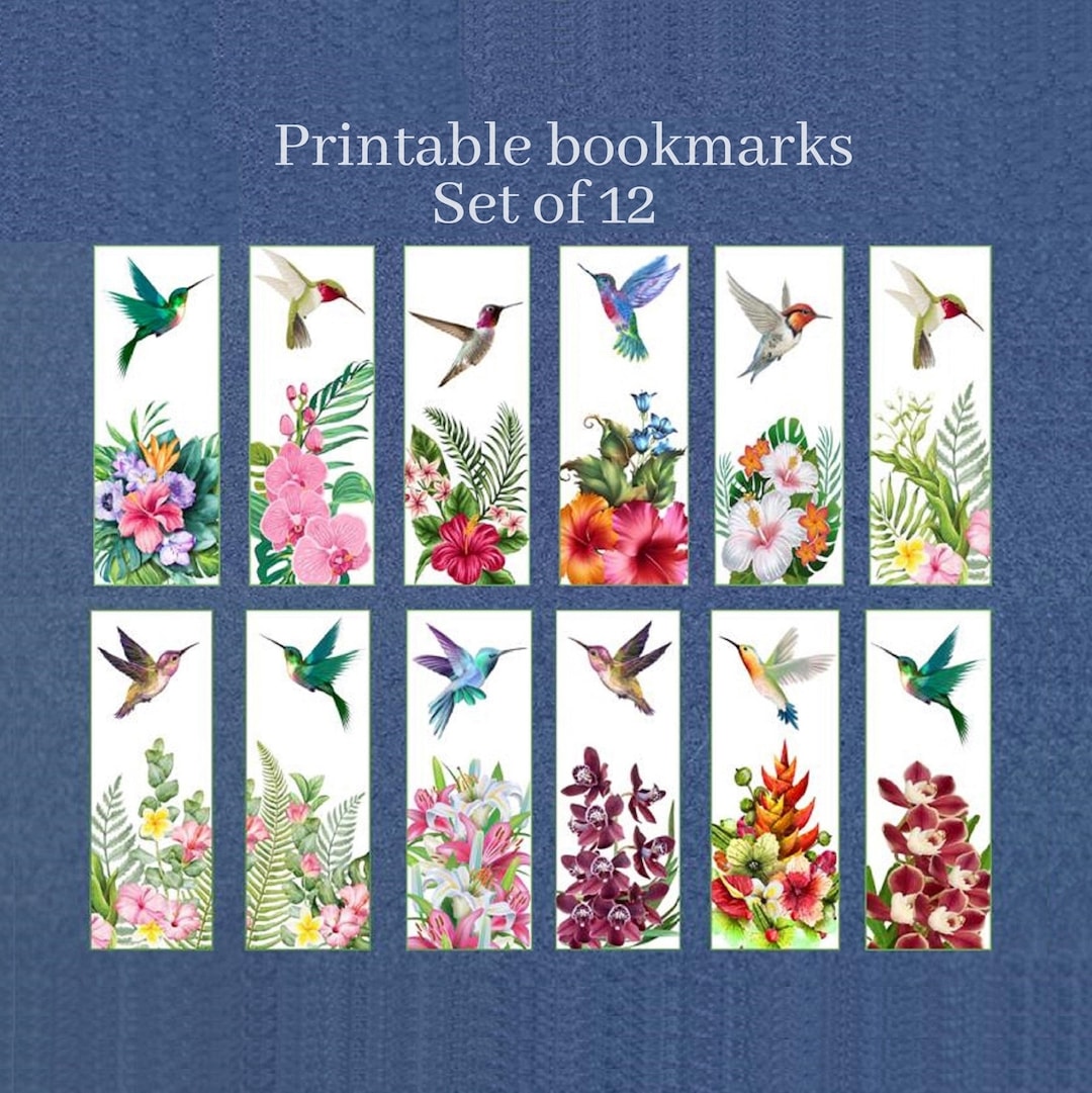 Hummingbird Bookmark Set, Digital Colibri Bookmark Tracker, Vintage ...