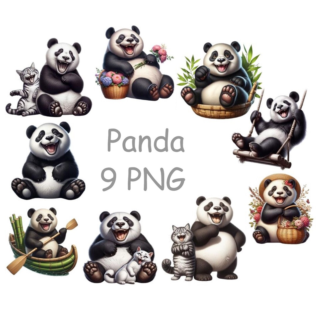 Panda PNG, Cute Animal Clipart With Transparent Background - Etsy