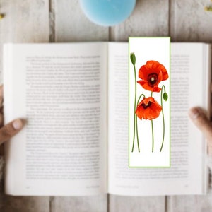 Poppy Bookmark Set, Floral Book Marks, Flower Book Tracker - Etsy