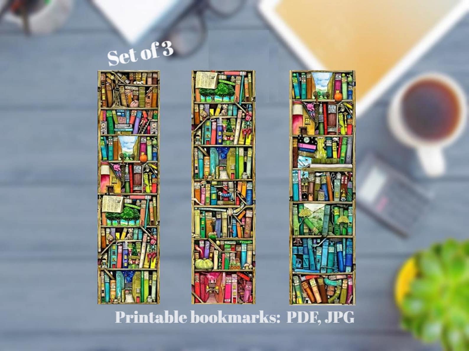 Bookshelf Bookmarks Printable Bookmarks Set Book Tracker - Etsy