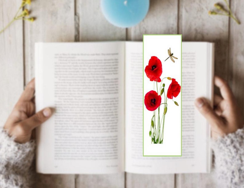 Poppy Bookmark Set Floral Book Marks Flower Book Tracker - Etsy