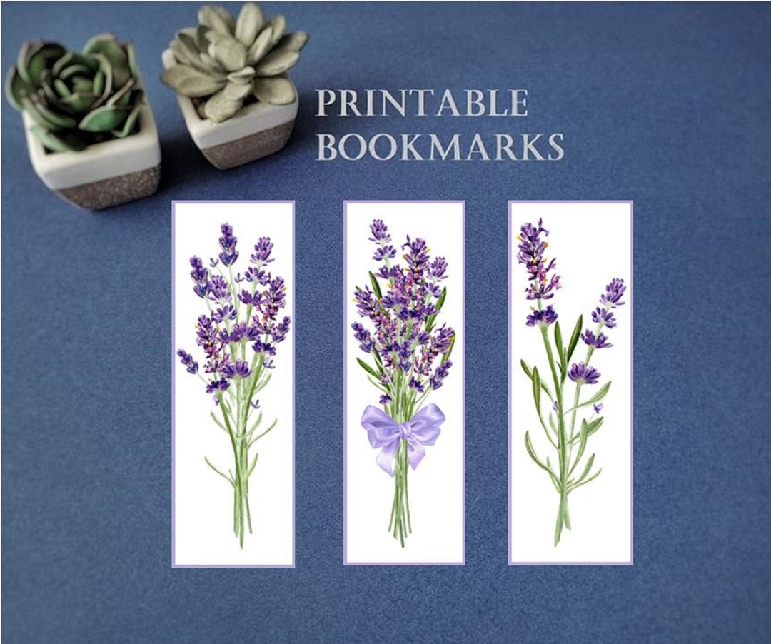 Lavender Bookmark Set Floral Bookmarks Watercolor Lavender - Etsy