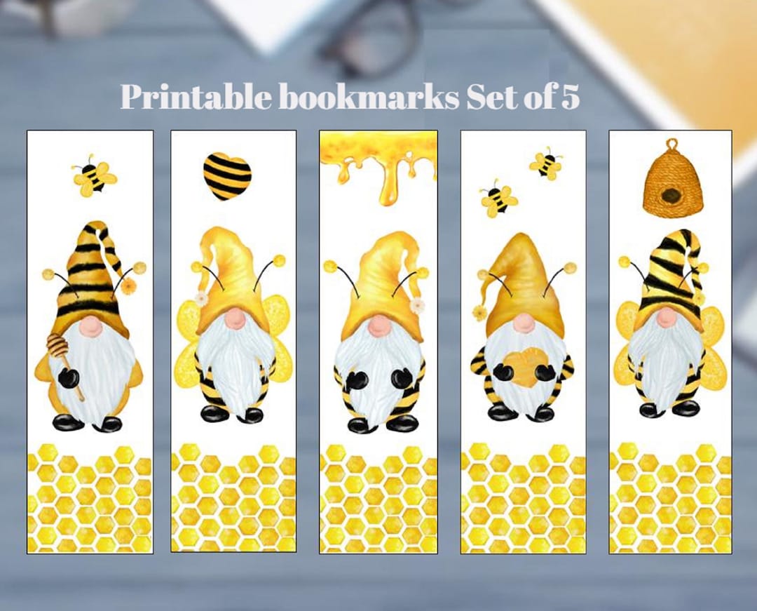 Spring Gnomes Set Printable Bookmarks Book Tracker Bee Gnome Bookmark ...