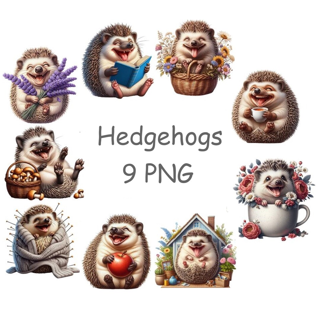 Hedgehog Clipart Cute Animal Clipart PNG With Transparent Background ...
