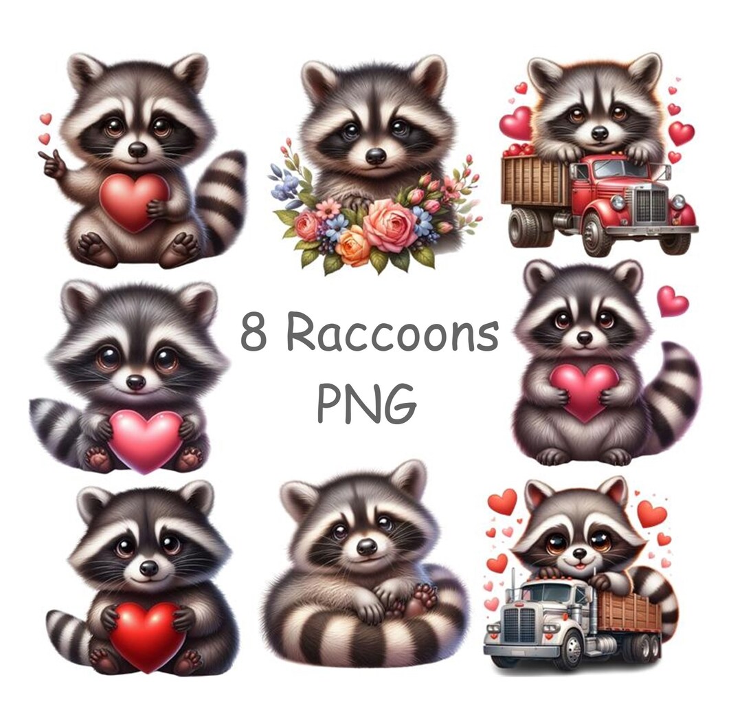Raccoon Clipart, Raccoons PNG With Transparent Background, Valentine ...
