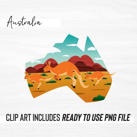 Australia Clipart Kangaroo Clipart Australia Kangaroo - Etsy